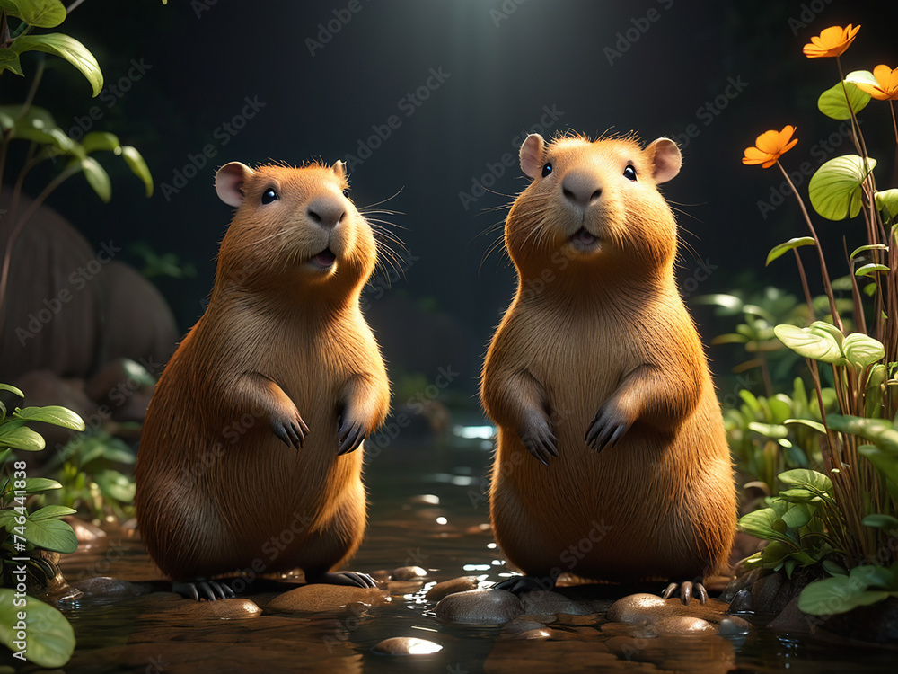 Cute capybara cartoon illustration -generated by ai Stock Illustration ...
