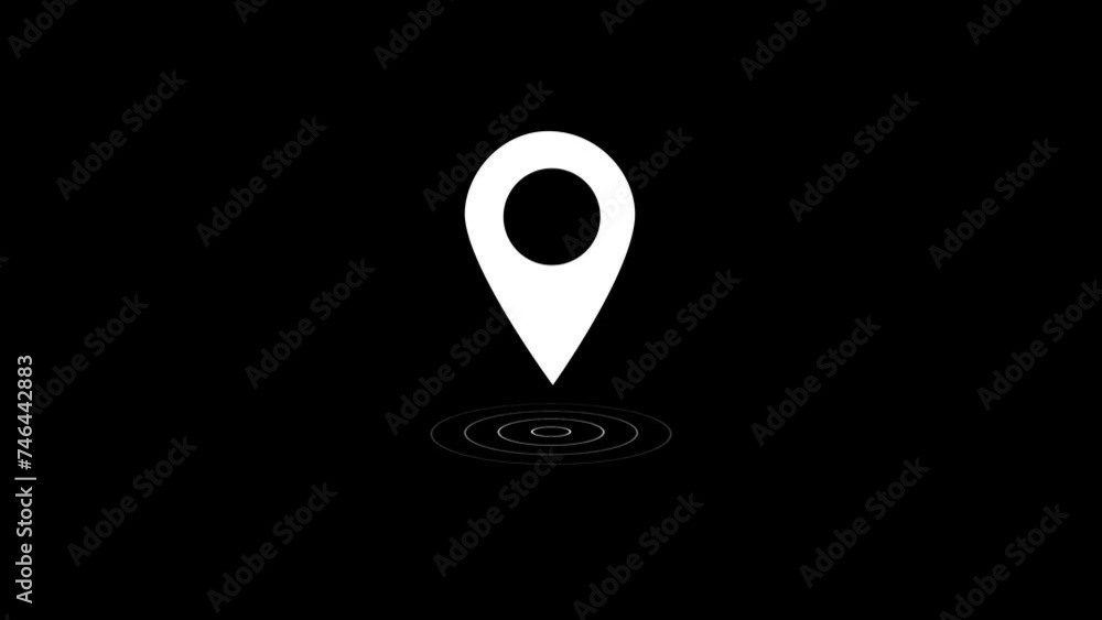 GPS location pointer animation with radio wave. location map pointer ...