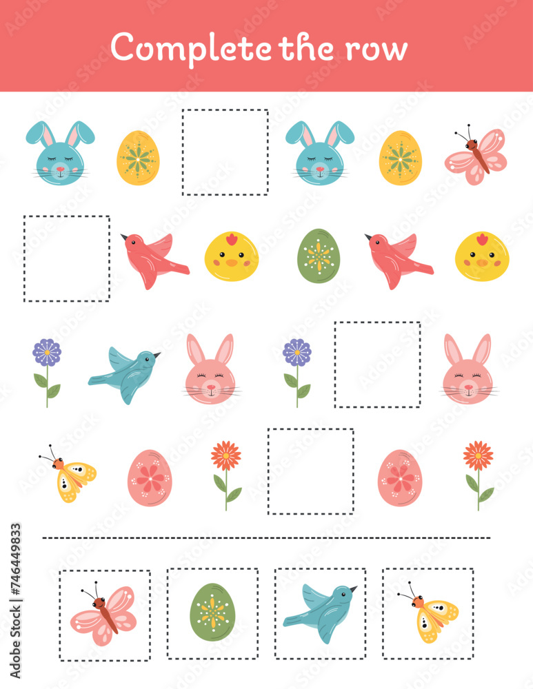 Easter game page. Easter preschool learning activity worksheet for kids ...