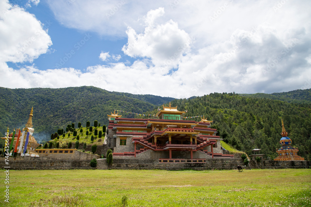 Beautiful tdl buddhist monastery architecture design at morning at ...