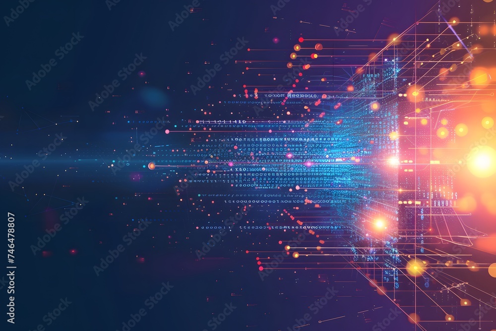Abstract Blue Technology Background With A Cyber Net Data Futuristic