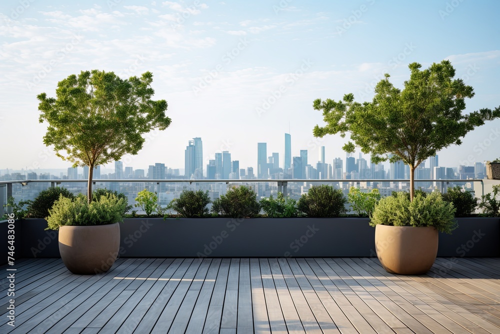 Minimalist Rooftop Garden Designs: Sparse Trees, Simple Planters, and ...