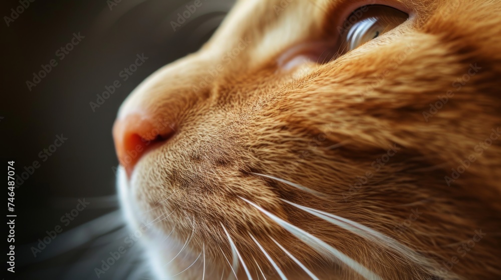 Close-up of a Ginger Cats Soft Nose, White Whiskers, Pink Nose, and ...