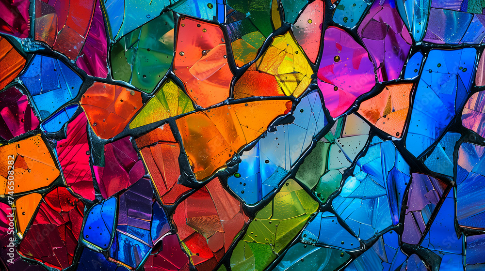 colorful abstract background with broken glass effect, stained glass ...
