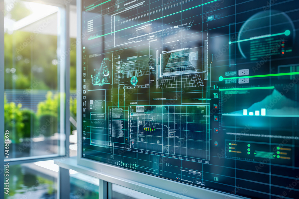 Futuristic Control Room Dashboard with Holographic Displays and Graphs Stock Illustration ...