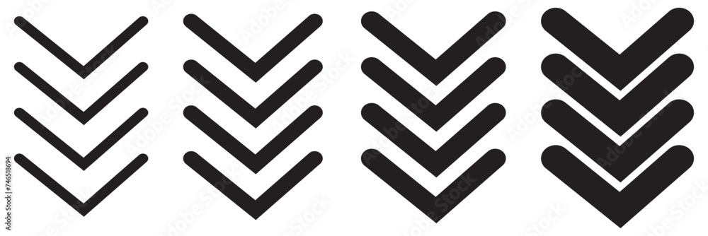 Arrow icon chevron doodle black line graphic design. Vector isolated on ...