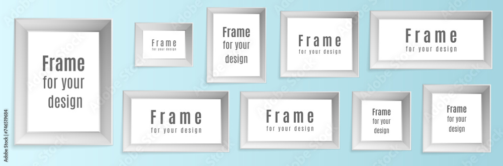 Set of vintage realistic photo frames isolated on transparent ...