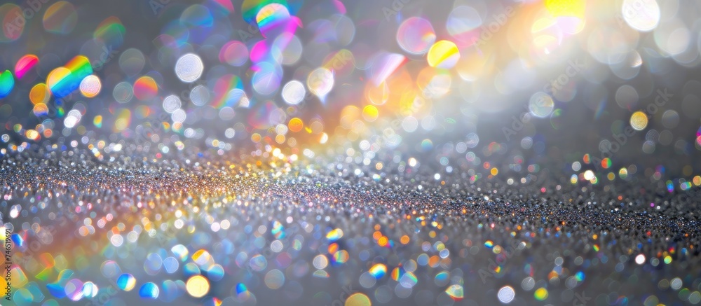 A gray light glitter background is overlaid with a blurred effect ...