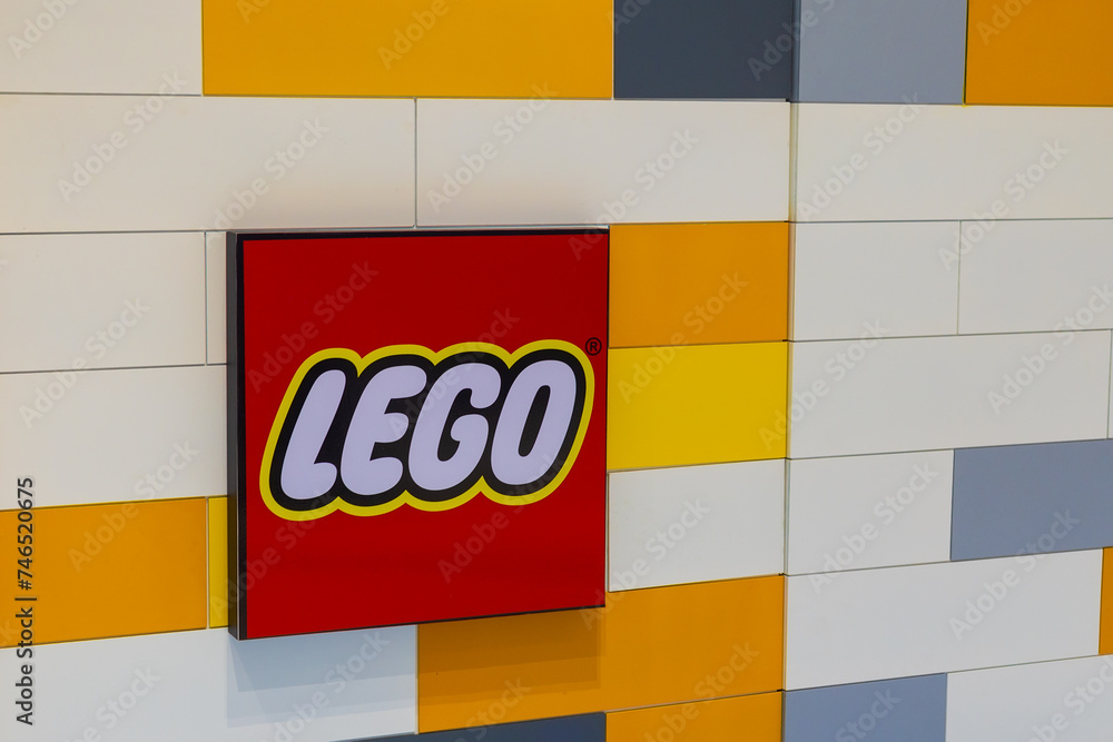 Pattaya, Thailand - 30 December, 2023: LEGO store logo and big sign on ...