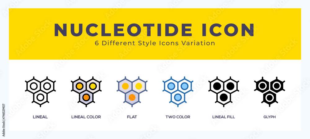 Nucleotide icon set with different styles. Vector illustration. Stock ...
