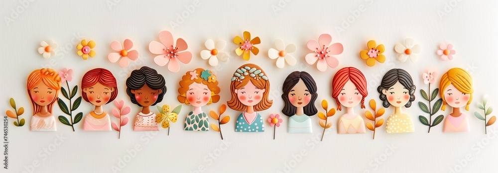 Lovely horizontal banner with children of the world, beautiful set of ...