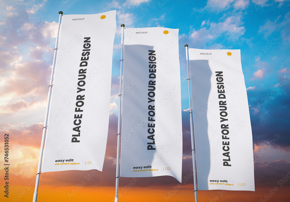 Three Vertical Flags 04 Stock Template | Adobe Stock