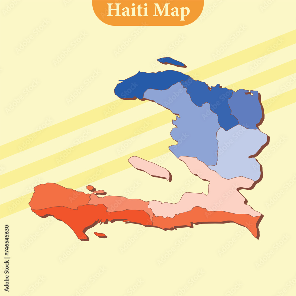National map of Haiti map vector with regions and cities lines and full ...