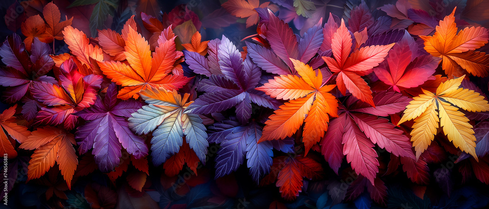 Colorful background with cannabis leaves and buds, weed, marijuana ...