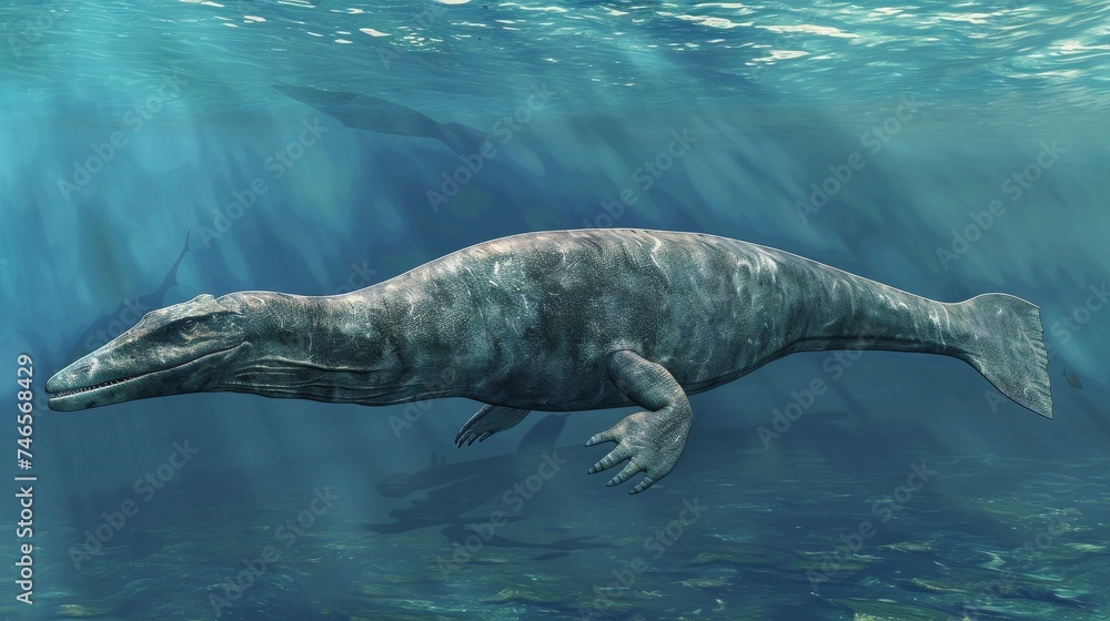 mosasaurus swimming underwater in the prehistoric sea Stock ...