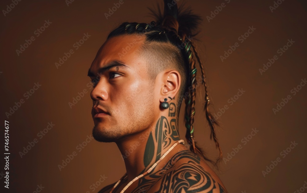 adult stage, Polynesian individual. Illuminate them againstA brown ...