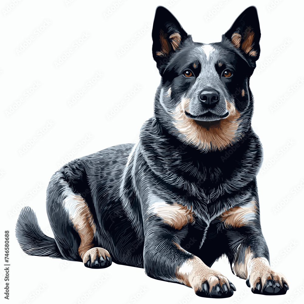 Cute Blue Heeler Vector Cartoon illustration Stock Vector | Adobe Stock