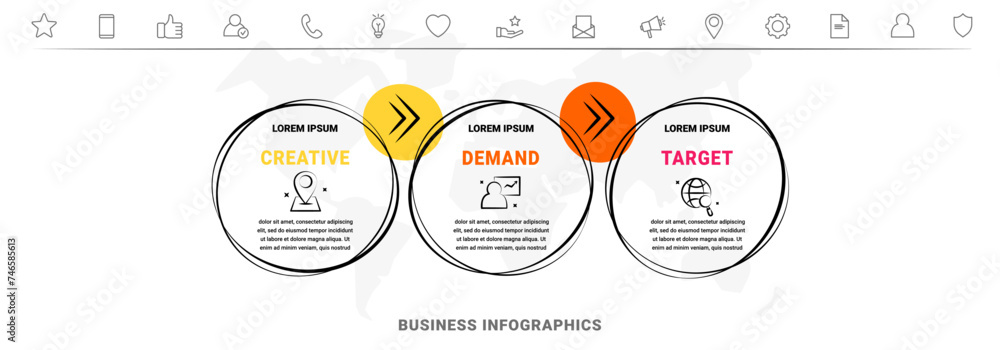 Vetor de 3 step arrows vector infographic. Modern and line infographics ...
