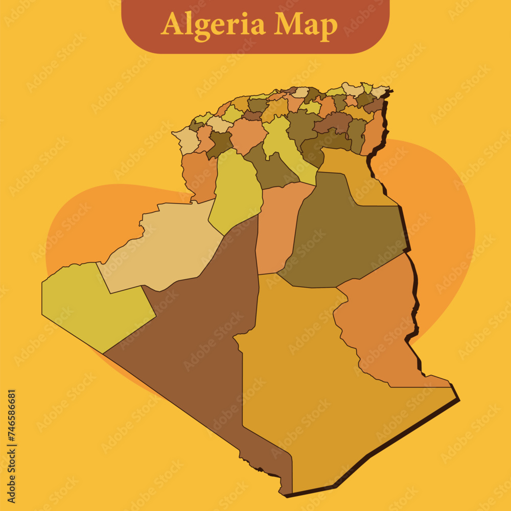 Vetor do Stock: National map of Algeria map vector with regions and ...