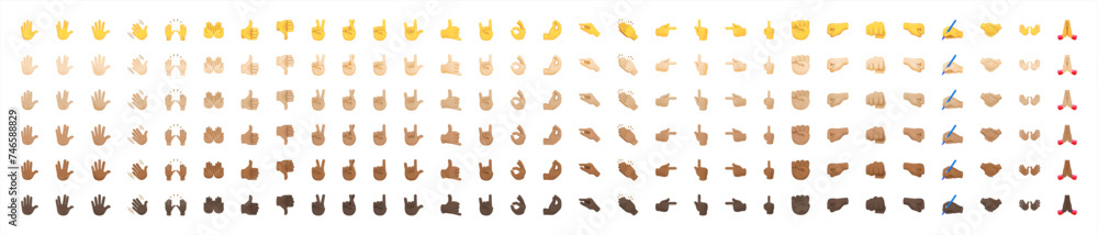 All type of hand emojis, gestures, stickers, emoticons flat vector ...
