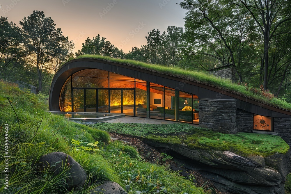 An earth-sheltered home designed to seamlessly blend with the natural ...