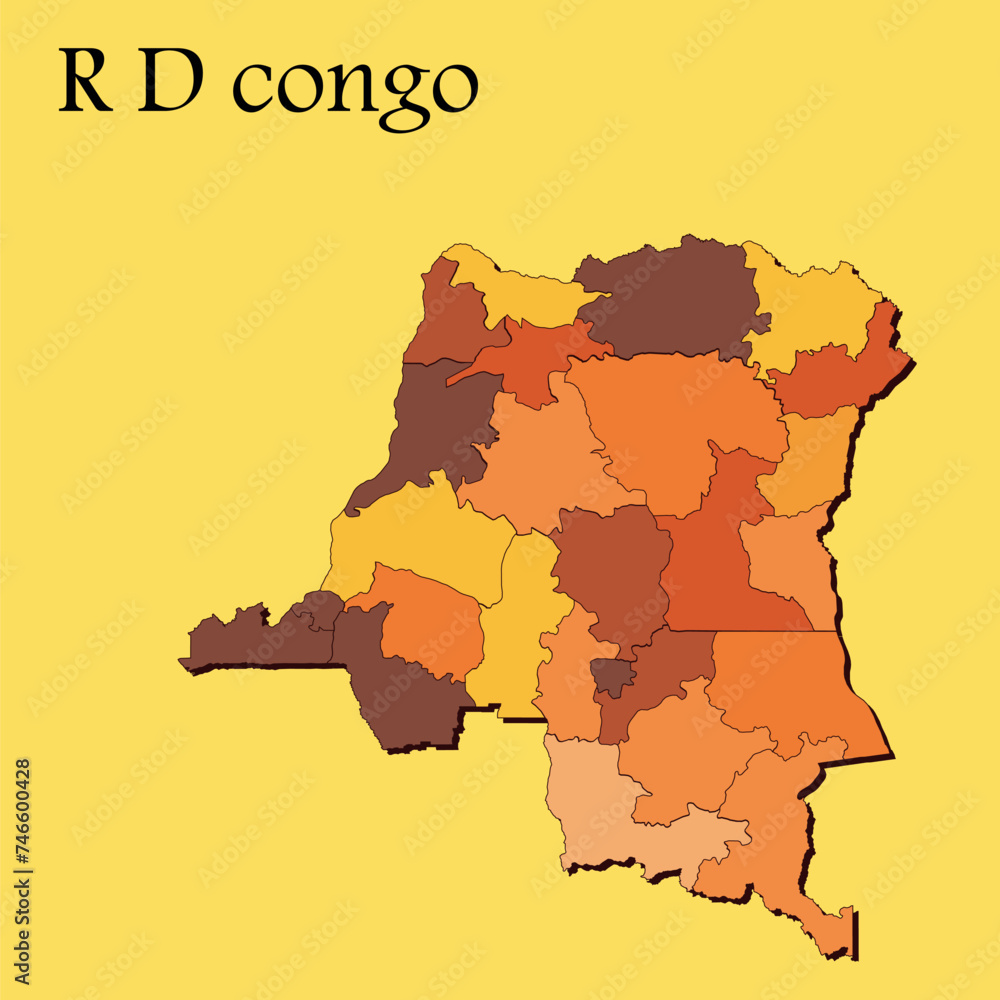 National map of Republic democracy Congo RDC map vector with regions ...