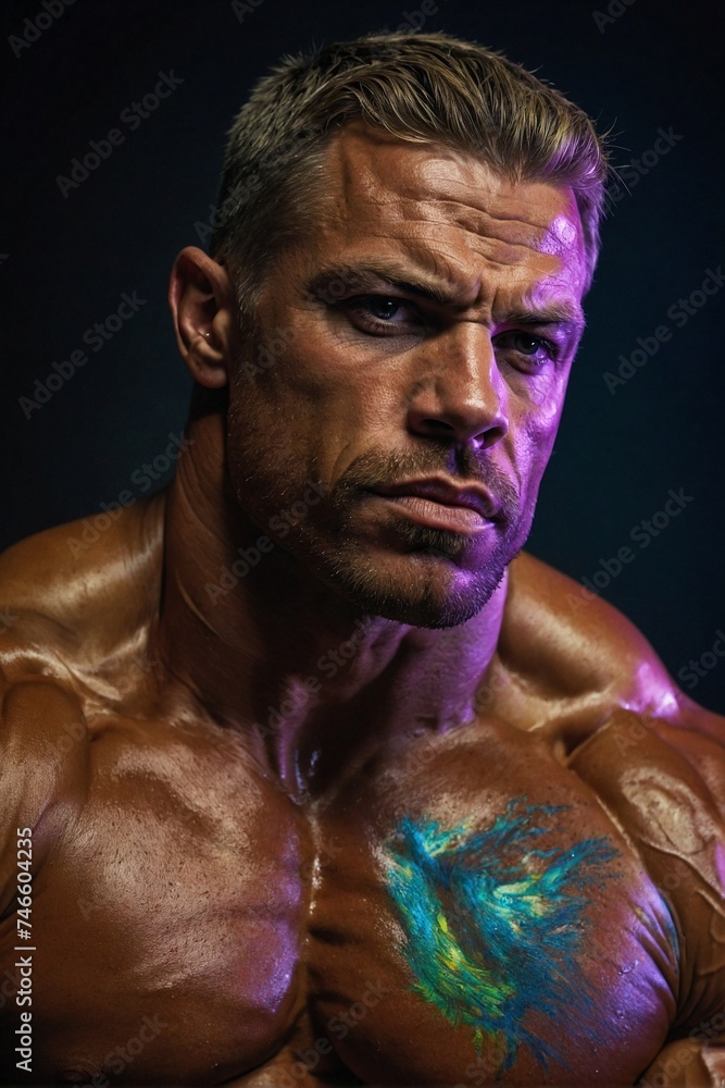 Handsome Muscular Man Posing With Hands on Hips. Generative AI. Stock ...