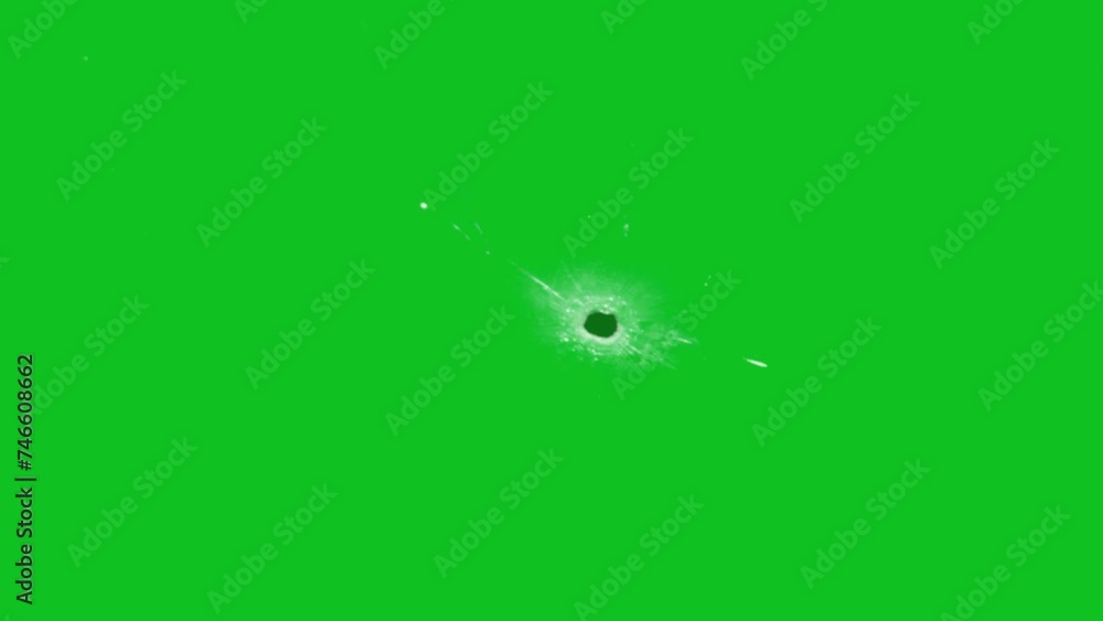Broken glass bullet hole top Resolution animated video green screen 4k ...