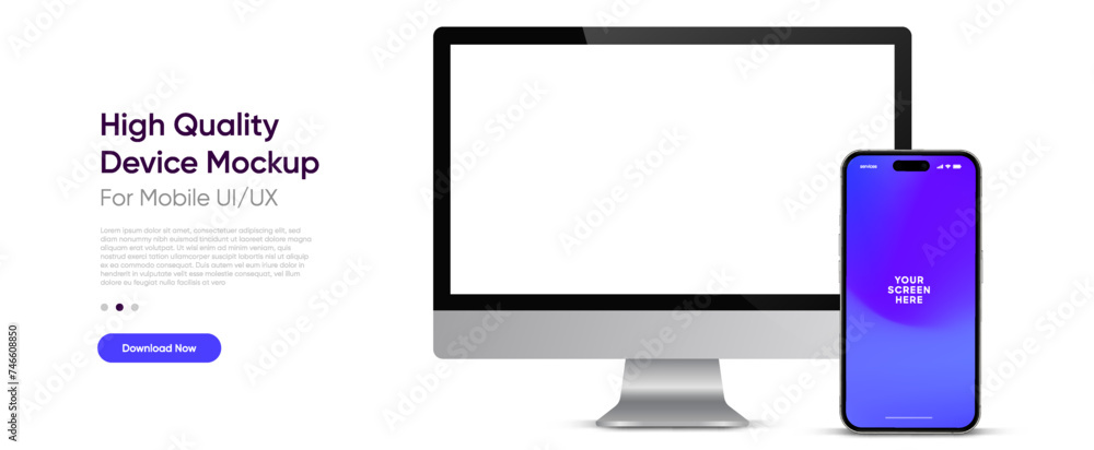 3d high quality realistic device mockup. Computer monitors, laptops ...