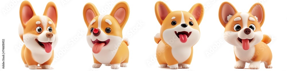 Simple fat cute funny kawaii fluffy cartoon orange corgi puppy, dot ...