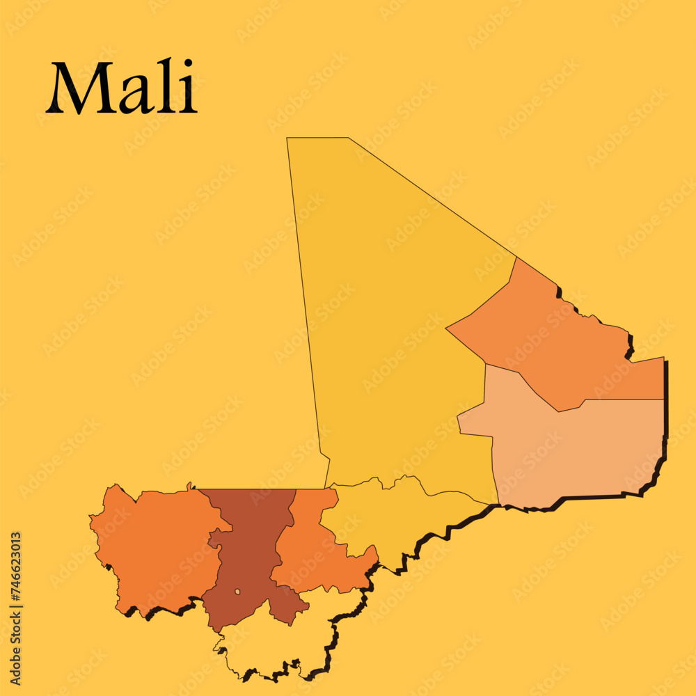 Vecteur Stock National map of Mali map vector with regions and cities ...