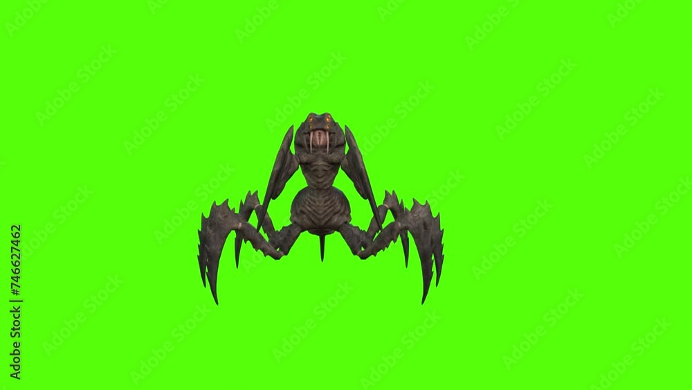 Monster Spider Stinger Attack Green Screen Animation 4K Rendering vídeo ...