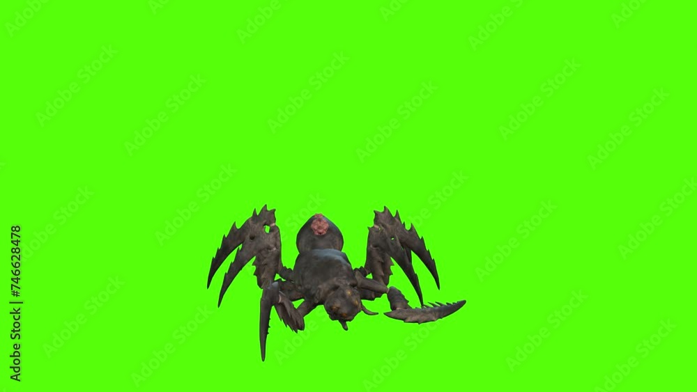 Monster Spider Death Green Screen Animation 4K Rendering vídeo do Stock ...