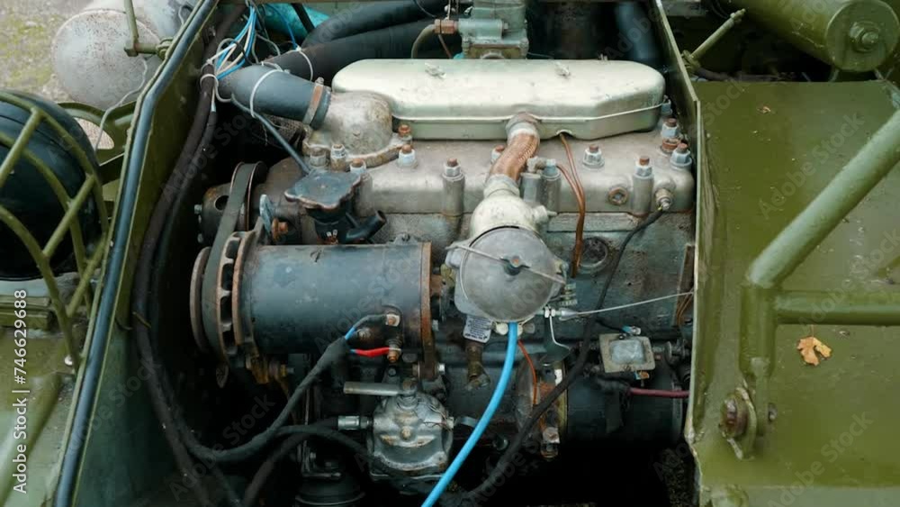 The engine of an ASU-57, a mid-20th century self-propelled artillery ...