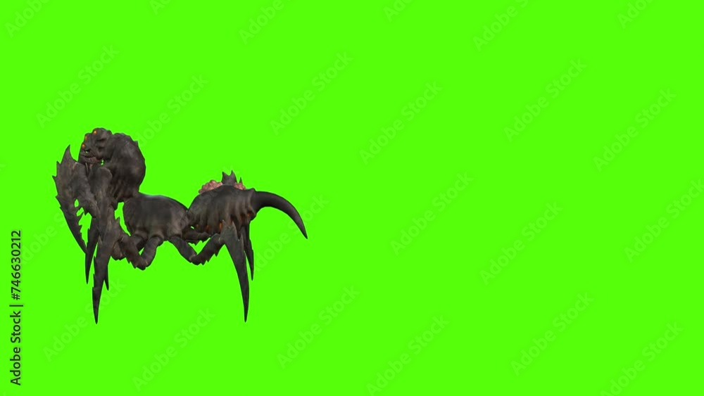 Monster Spider Crawl Forward Attack Green Screen Animation 4K Rendering ...