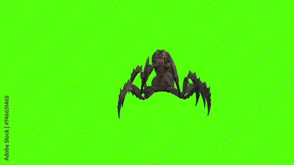 Monster Spider Crawl Backwards Green Screen Animation 4K Rendering ...
