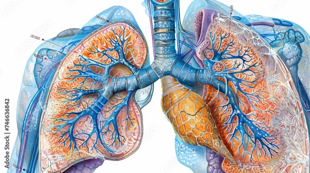 An intricate illustration displaying the internal anatomy of human ...