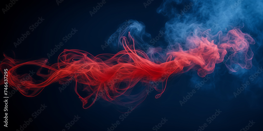 Photograph capturing the hypnotic dance of crimson smoke tendrils ...