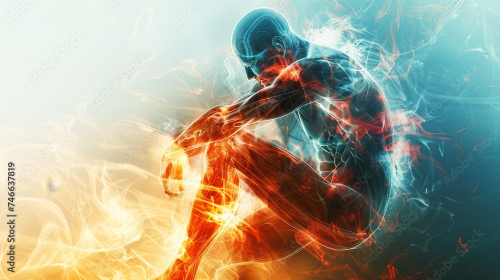 Dynamic image of an athlete showing the muscular and skeletal system in ...