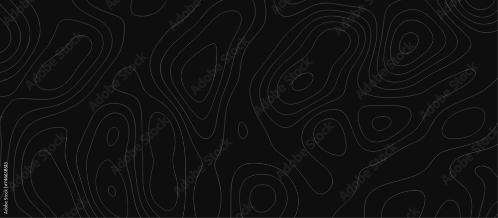 Abstract outline topographic contour map background. Dark texture ...