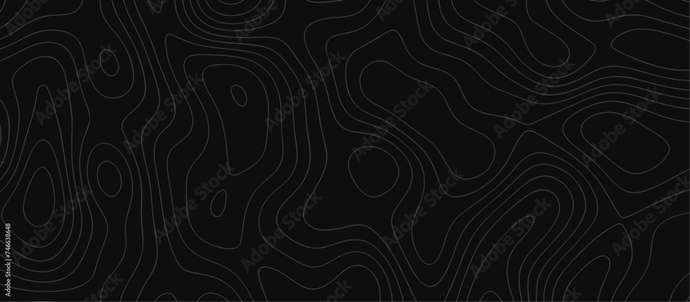 Abstract outline topographic contour map background. Dark texture ...