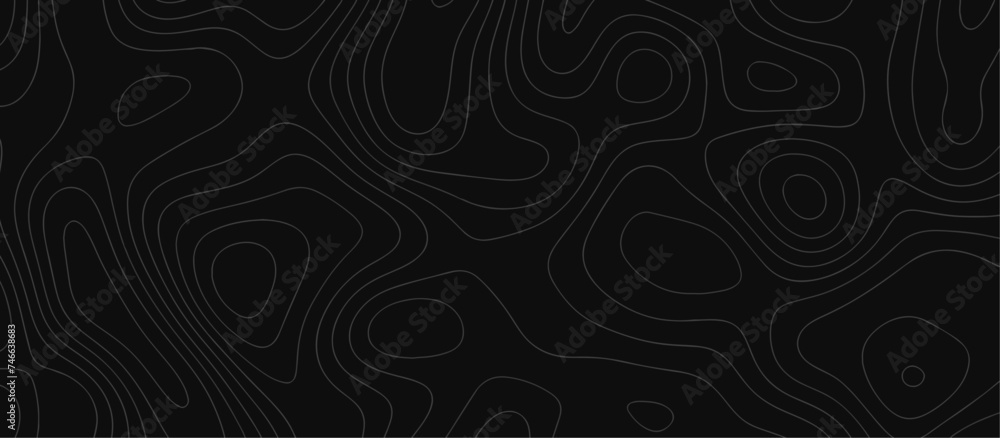 Abstract outline topographic contour map background. Dark texture ...