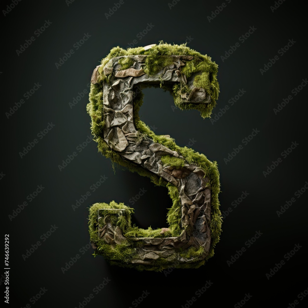 Stone letter S. Symbol of alphabet made of strong solid granite, rocks ...