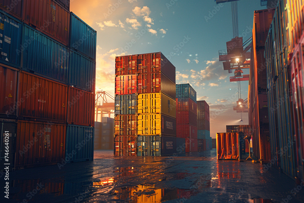 Develop a 3D animated rendering of a storage area filled with ...