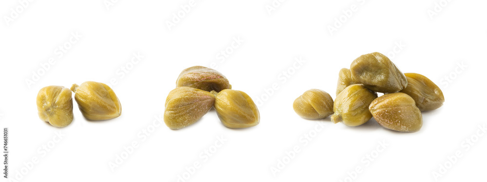 Capers isolated on white background. Marinated caper buds, small salted ...