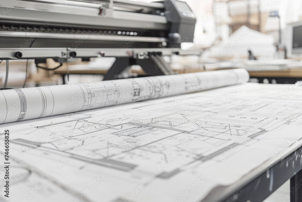 Engineering Precision: Large Format Plotter Printing Blueprints ...
