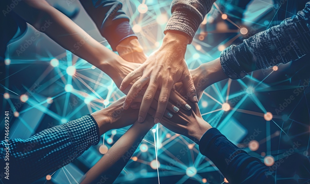 Teamwork and human resources HR management technology concept in ...