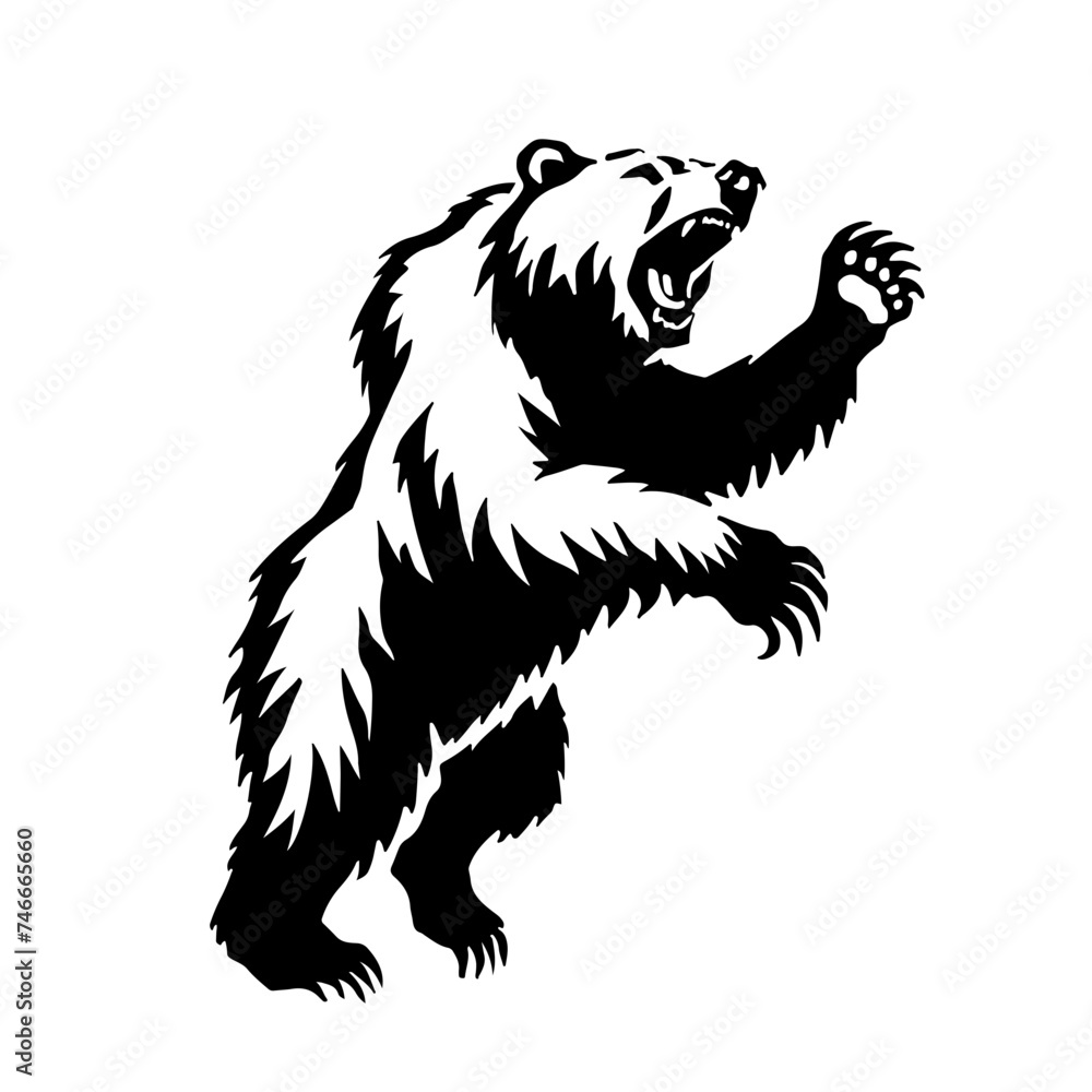 Cartoon Black and White Isolated Illustration Vector Of A Rearing ...