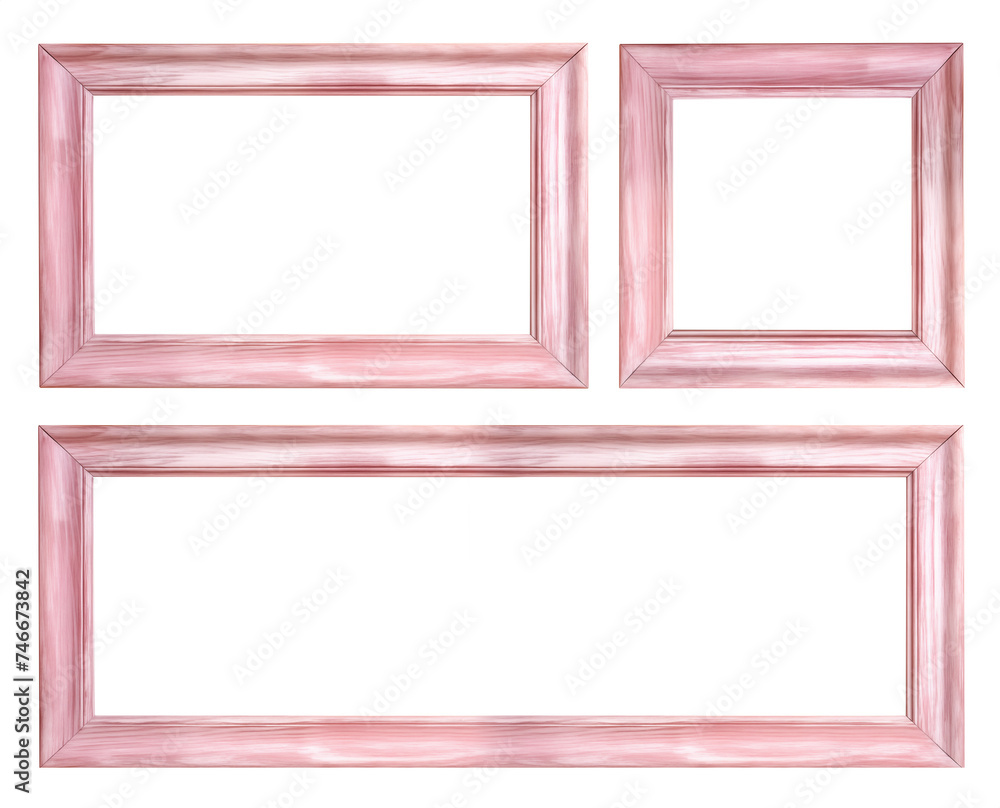 Simple pink wood frame. Various shapes and sizes. Square, retangular ...