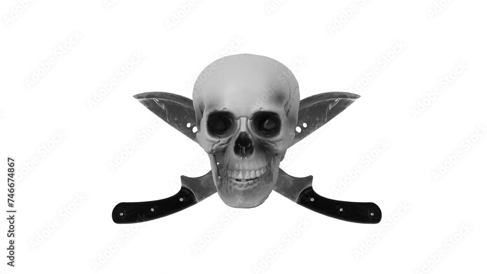 skull and cross knives on transparent background Stock Illustration ...